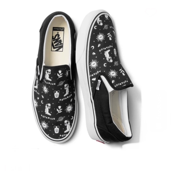 Vans | Shoes | Vans Slip On Zodiac Custom Aquarius Black Sneaker Shoes ...